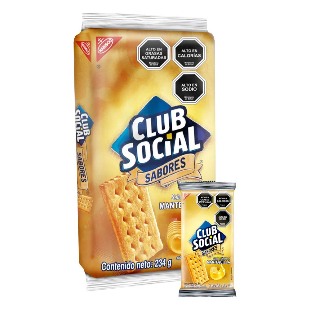 Galleta Club Social Mantequilla 216gr 9 uds | Confitería La Mundial